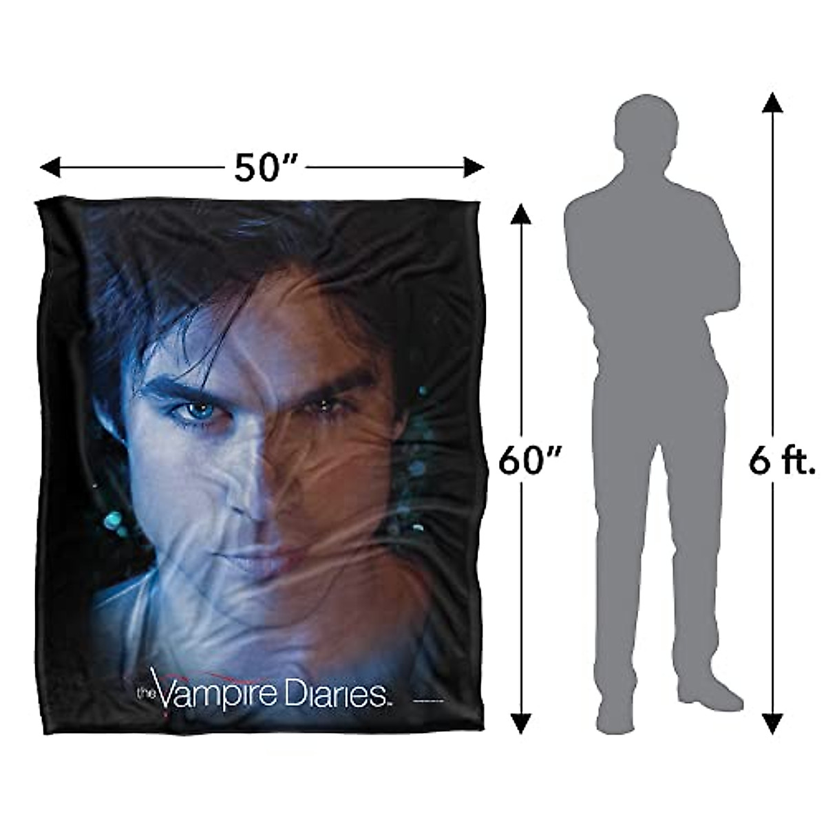 Vampire Diaries Damon Eyes Officially Licensed Silky Touch Super Soft Throw Blanket 50" x 60"