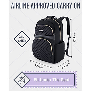 LIGHT FLIGHT Laptop Backpack for Women, Work Backpack Fits 15.6 Inch Computer Bookbags Back Pack with Charging Port Hole for Travel Work Business School College, Black