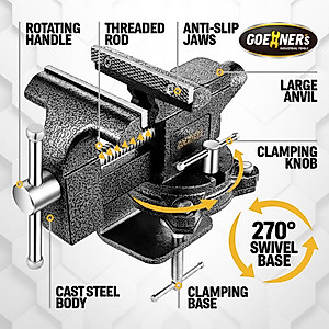 [Upgraded] Multi-Purpose Bench Vise 4-1/2", Table Vice For Workbench, Universal Clamping Vise With Heavy Duty Cast Iron, Multi-Jaw, Swivel Base, Easy Adjustment for Woodworking, Workshop DIY Uses…