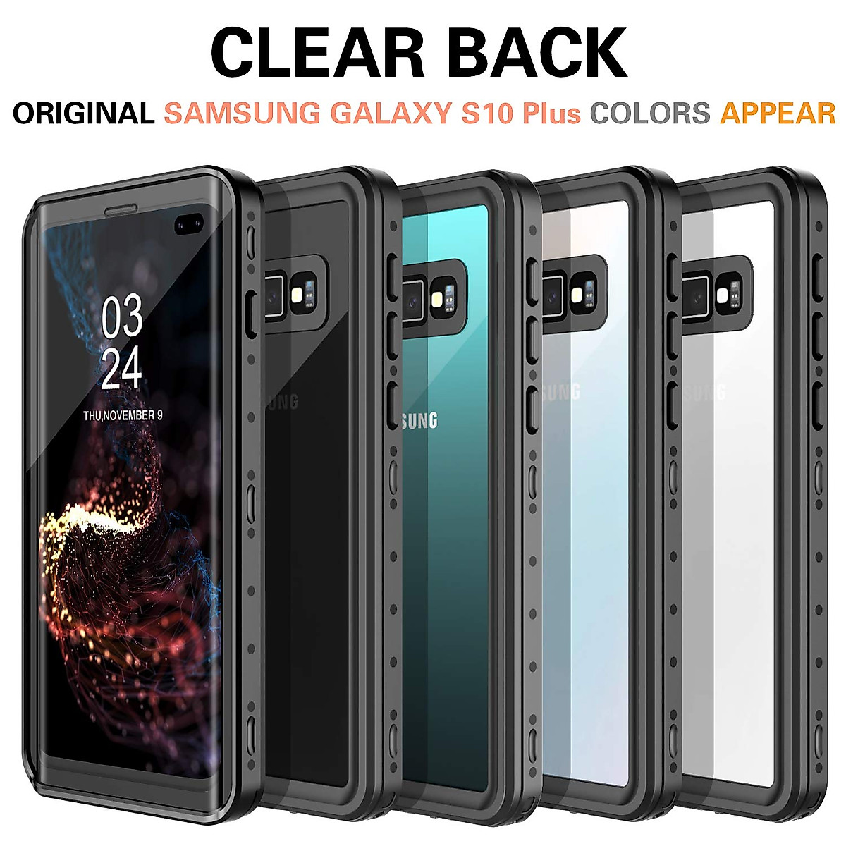 GOLDJU Samsung Galaxy S10 Plus Waterproof Case,S10 Plus Built in Screen Protector 360° Full Body Protective Shockproof Dirtproof Sandproof IP68 Underwater 6.4