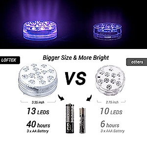 LOFTEK Submersible LED Lights with Remote RF(164ft),Full Waterproof Pool Lights for Inground Pool with Magnets, Suction Cups,3.35” Color Changing Underwater Lights for Ponds Battery Operated (4 Packs)