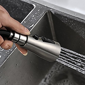 Delle Rosa Kitchen Faucet, Brushed Nickel, Single Handle, Pull-Down, 3-Way Spray Setting, Easy Installation, Lead-Free