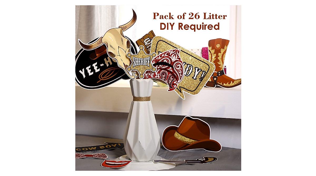 West Cowboy Photo Booth Props Kit - Fun Party Decorations
