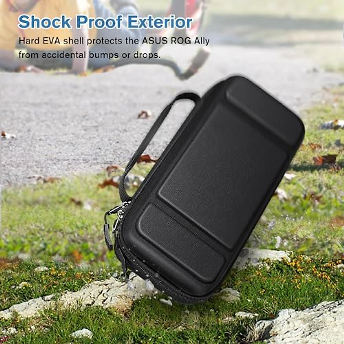 Fintie Case for ASUS ROG Ally X 2024 / ROG Ally 2023, Shockproof Protective Cover Hard Shell with Inner Pocket & 14 Game Card Slots, Black