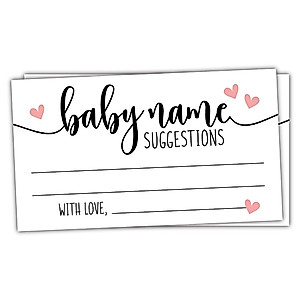 50 Sweet Heart Baby Name Suggestion Cards for Baby Shower