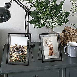 ZONYEO Set of 3 Glass Picture Frame, Collection Simple Metal Floating Frame with Glass Cover Includes 4x4, 4X 6, 5x7