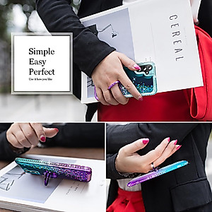 Silverback for Galaxy A54 5G Phone Case, Moving Liquid Holographic Sparkle Glitter Case with Kickstand, Girls Women Bling Diamond Ring Slim Protective Case for Samsung Galaxy A54 5G - Purple