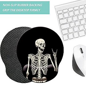 Mouse Pad with Wrist Support, Ergonomic Mouse Pad with Memory Foam Wrist Rest Cushion, Non-Slip Rubber Base Gaming Mice Pad for Home Office Computer Laptop, Human Skeleton
