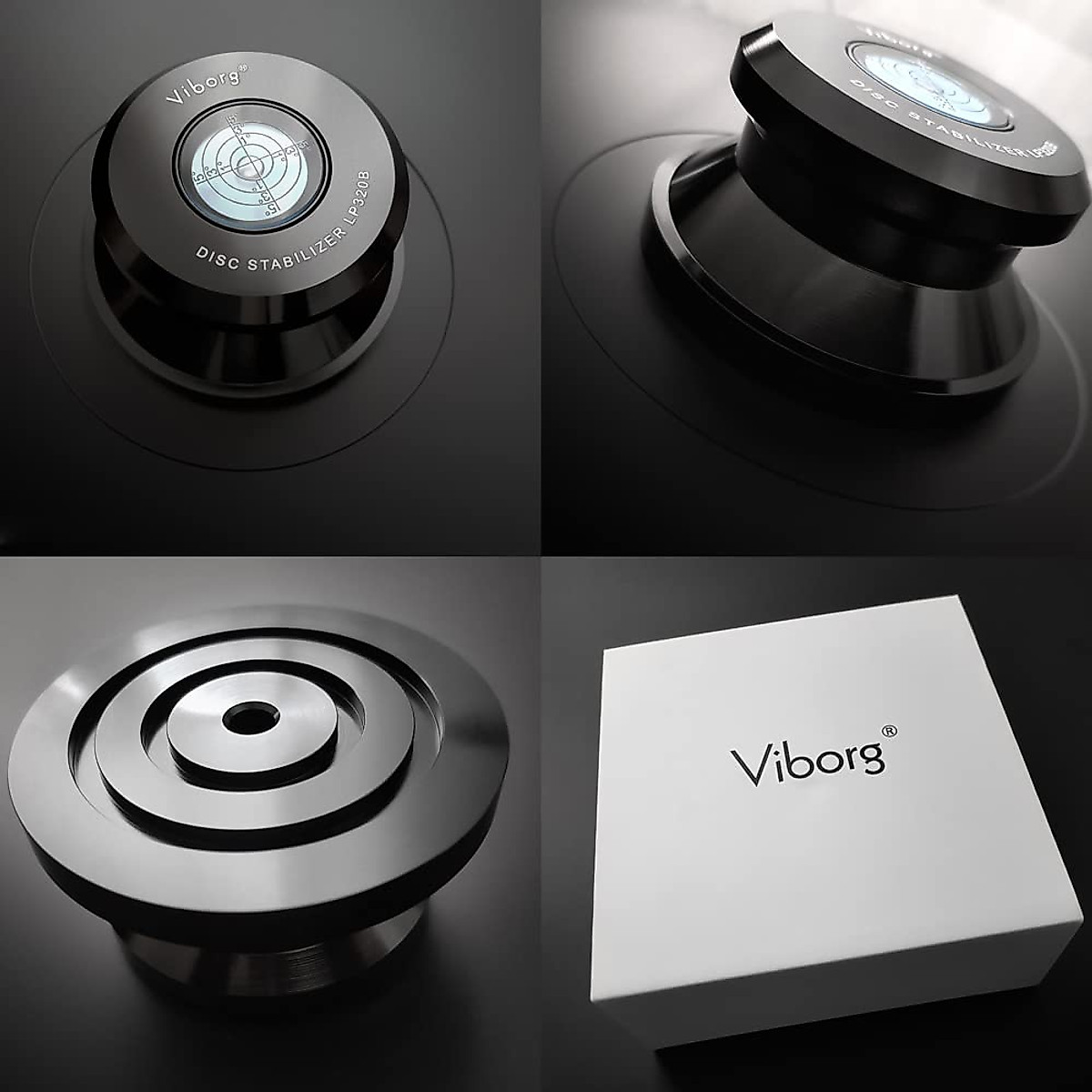 Viborg LP320B Record Weight Turntable Disc Stabilizer 77x41mm Aluminum HiFi Vinyl Clamp 11.3oz LP Phono Record Puck Turntable Level for Vinyl Record Player, Turntables, Phonograph