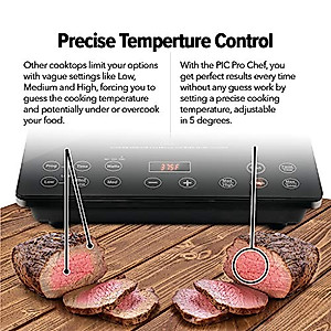 Nuwave Pro Chef Induction Cooktop, NSF-Certified, Commercial-Grade, Portable, Powerful 1800W, Large 8” Heating Coil, 94 Temp Settings 100°F - 575°F in 5°F, Shatter-Proof Ceramic Glass Surface