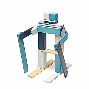 24 Piece Tegu Magnetic Wooden Block Set, Blues, 1-99 years old