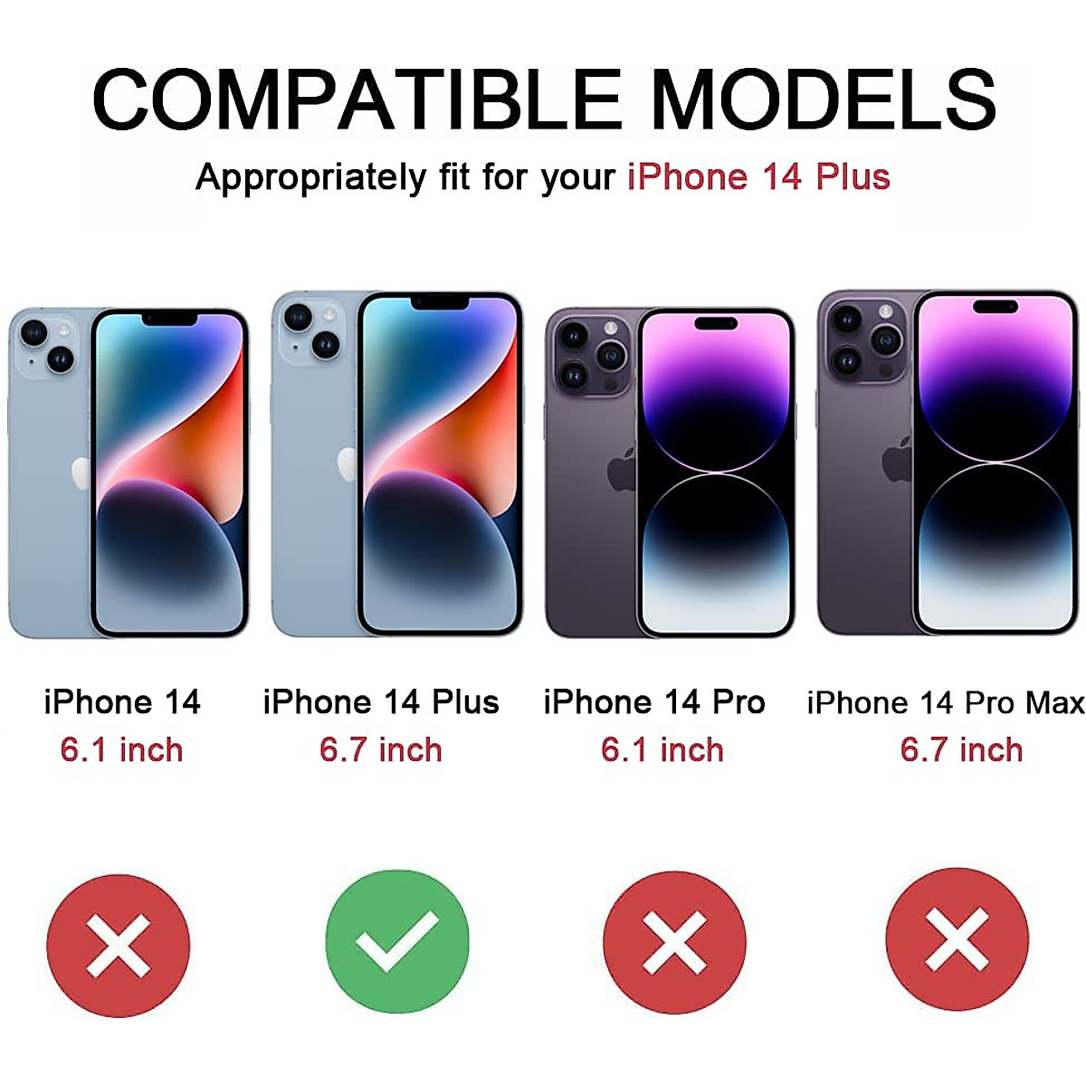 VEGO [5 in 1 Magnetic Case for iPhone 14 Plus 5G 6.7 Inch 2022, [2 Pack Tempered Glass Screen Protector +2 Pack Camera Lens Protector] Yellowing Resistance Slim Clear Case for iPhone 14 Plus