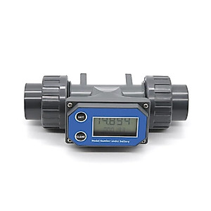 Aoleaby 1"" 1-1/2"" 2"" 2-1/2"" 3"" Turbine Flow Meter Electronic PVC LCD Digital Display Flowmeter ZJLCD-BT01 for Farm/Garden Irrigation (Size : 2"", Color : Without Cable)