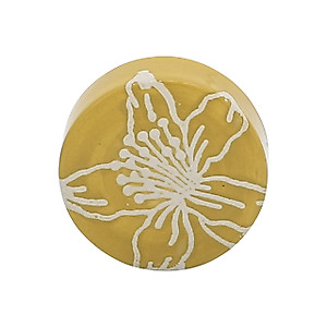 Sagebrook Home Cylinder Ceramic Jars Flower W/Lid Decorative Jars, Vases, Elegant Storage Containers for Home Decor and Kitchen Interior Design, 9" H, Yellow