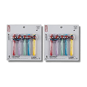 Yoobi x Marvel Mini Markers for Kids w/Spider-Man Charms (2 Pack) – Pastel & Bright Colored Markers in Red, Lavender, Mint, Blue, & Yellow w/Interchangeable Silicone Charms – Pastel Kids Markers