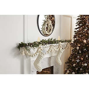 Mud Pie, White, Pom Tassel Garland, 60"