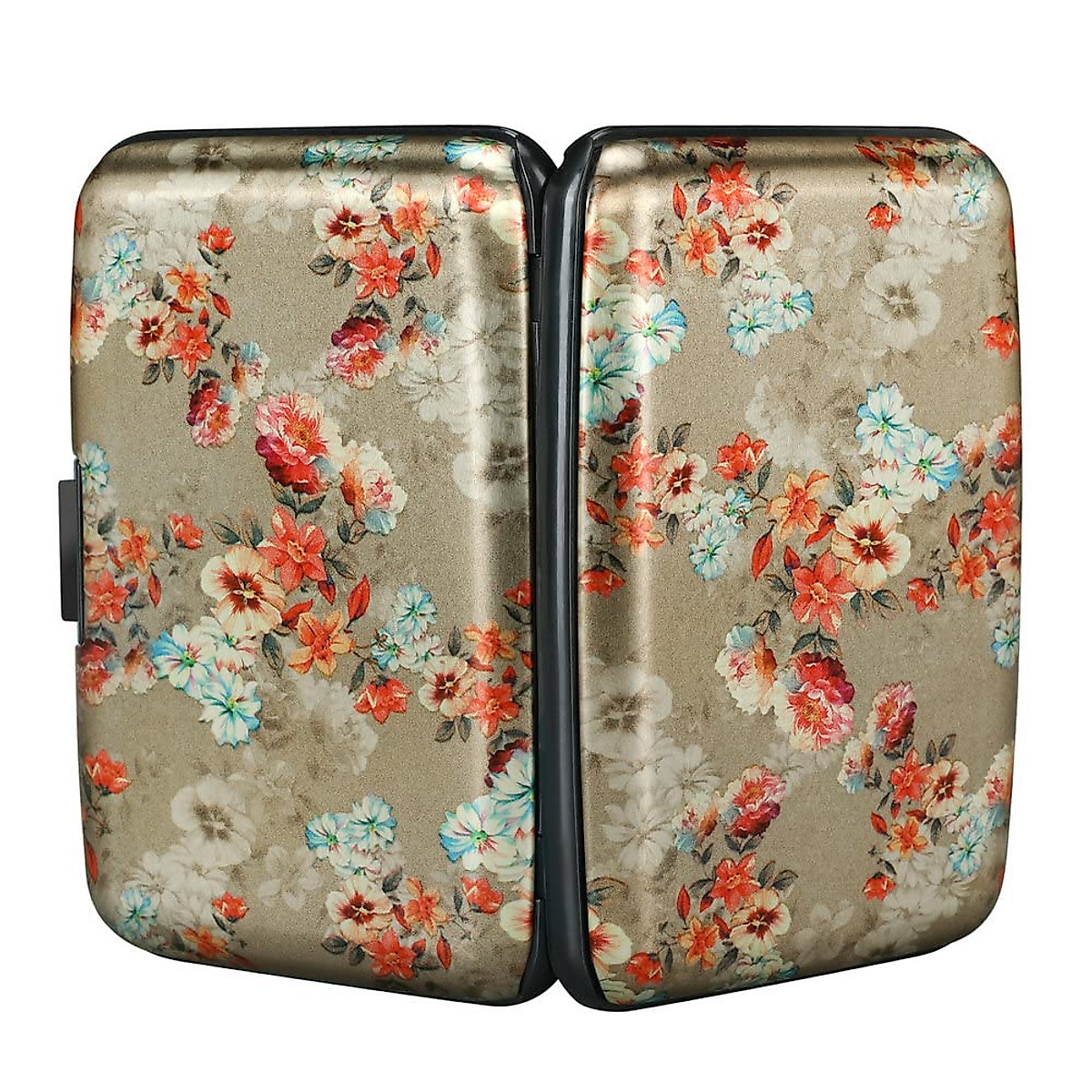 ELFISH Mini RFID Aluminum Wallet Credit Cards Holder Business Card Case Metal ID Case for Men Women（Flower Shadows