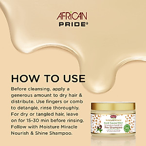 African Pride Moisture Miracle Pre-Shampoo & Leave-In Cream - Helps Minimize Hair Breakage & Provides Intense Moisture for Natural Coils & Curls, Detangles & Conditions, 12 Oz & 15 Oz