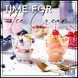 Vikko Dessert Bowls, Set of 6 Decorative Glass Ice Cream Cups, 5.5 Ounce Glass Dish for Dessert, Candy, Fruit Cup, Dishwasher Safe