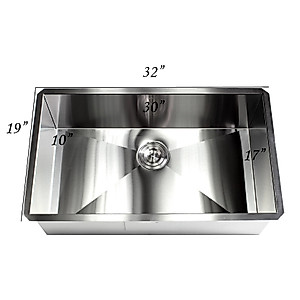 32 Inch Zero Radius Design 16 Gauge Undermount Single Bowl Stainless Steel Kitchen Sink Premium Package
