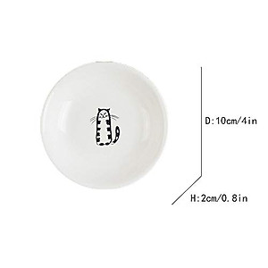 FUYU 6pcs Cute Cat Ceramic Sauce Dish Seasoning Dish Dessert Plate Snack Plate Side Dish, 4 inches