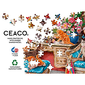 Ceaco - Paws Gone Wild - Kittens in The Bedroom - 550 Piece Jigsaw Puzzle