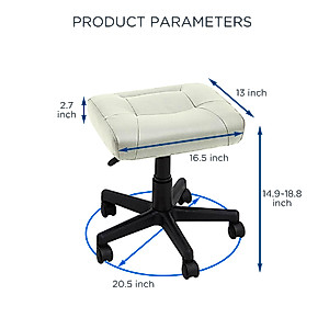 Adjustable Footrest Ottoman Stool with 360° Rolling Wheels Ergonomic Footrest Under Desk Foot Rest for Home or Office Use (Beige)