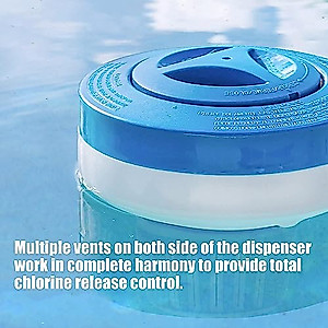 Floating Chlorine Dispenser, Pool Spa Chlorine/Bromine Floater,7" Large Capacity Floating Chlorinator & Bromine Holder Fits 3 Inch Chemical Tablets（Collapsible）