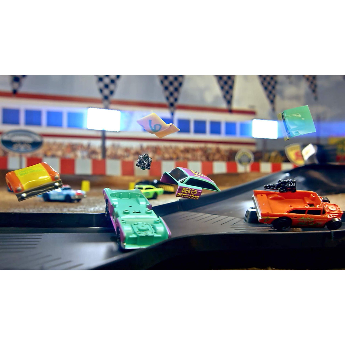 Far Out Toys Crash Racers Figure 8 Circuit Track Set | Huge Rack Track, Explosive Collisions! 40 Pieces Total | Race and Crash Like a Pro, for Ages 5 and Up