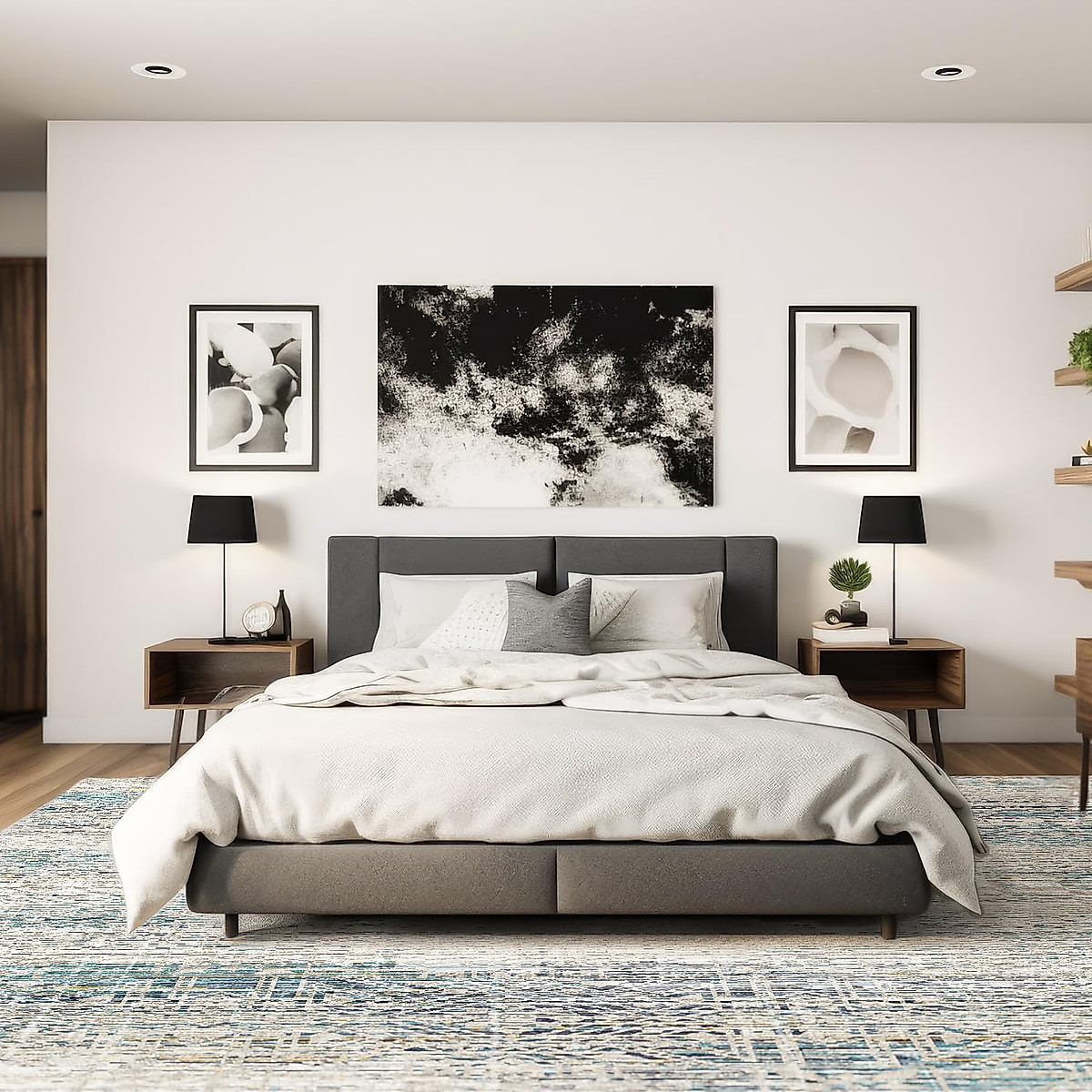 Area Rugs for Living Room, Vintage Washable Rug with Non-Slip Low-Pile Traditional Rugs Foldable Accent Distressed Rug Indoor Rug for Bedroom Dining Room Dorm Home Office (Beige Green Blue, 5' x 7')