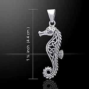Sea Monsters - Hippocampus - Poseidon's Steed Seahorse with Celtic Knot Sterling Silver Pendant