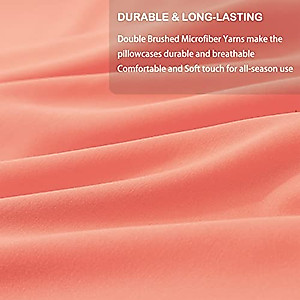 AYASW Pillowcases Standard Size Set of 2 Pieces Envelope Closure 1800 Double Brushed Microfiber Soft and Cozy Pillow Cases Set Wrinkle, Fade, Stain Resistant Coral 20x26 inches