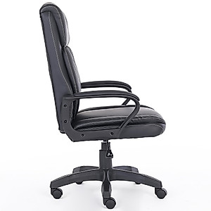 Office Desk Chair Set of 6 Black Home Office Chair Leather, Ergonomics Computer Desk Chairs in Bulk Comfortable Office Chair with Wheels Arm for Work Sturdy