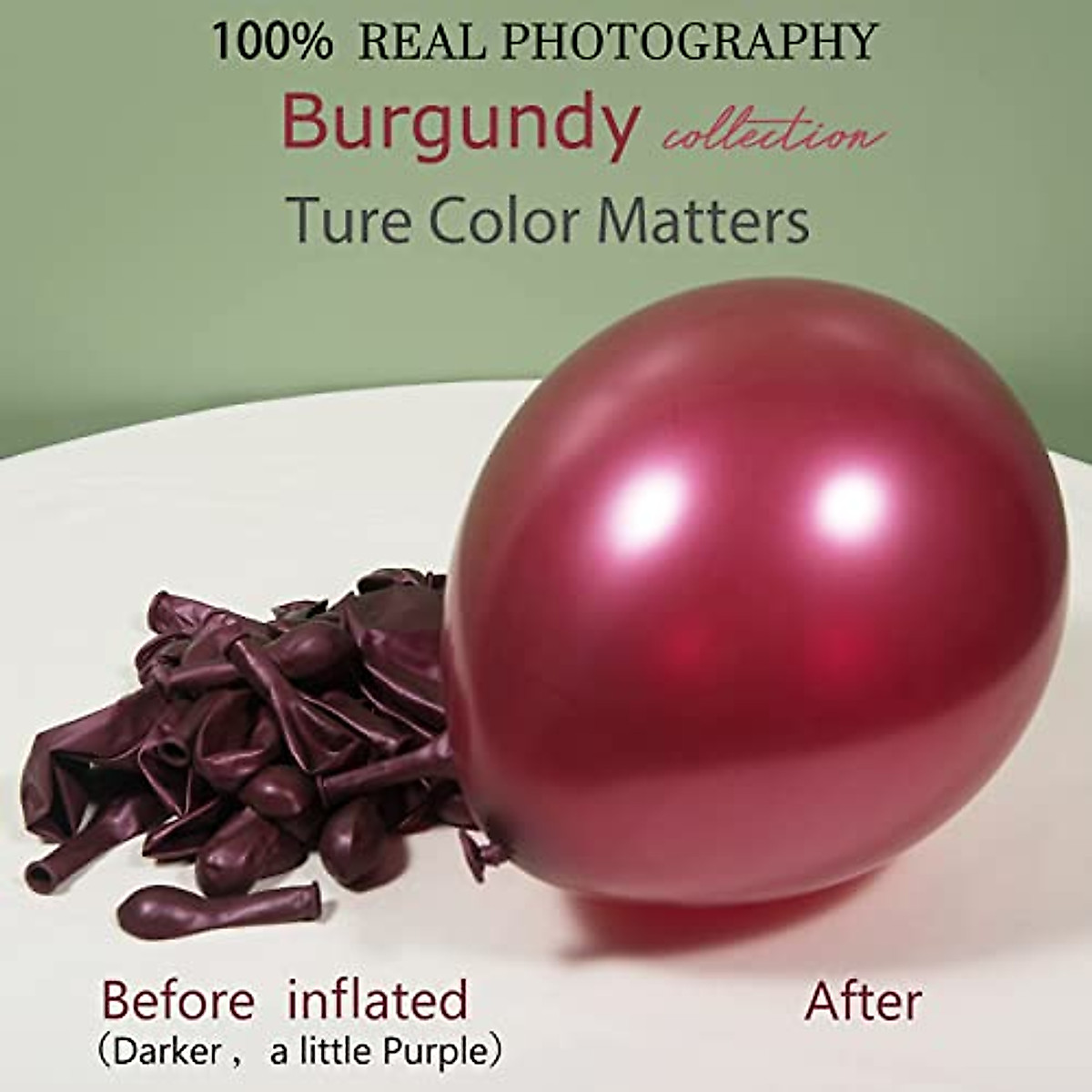 Kozee Burgundy Balloons different sizes 105 PACK 18+10+5 inch Maroon balloon Garland kit For Wedding Birthday anniversary decorations (Burgundy Pearl)