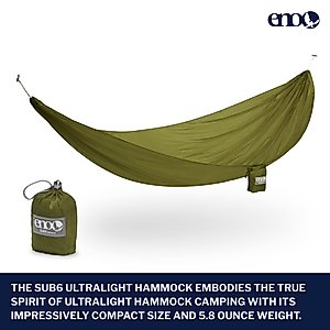 ENO SubLink Hammock System - Includes Sub6 Hammock, Helios Suspension System, Guardian SL Bug Net, and ProFly Sil Rain Tarp - Set of Lightweight Hammock Essentials for Camping, or Hiking - Grey/Lichen