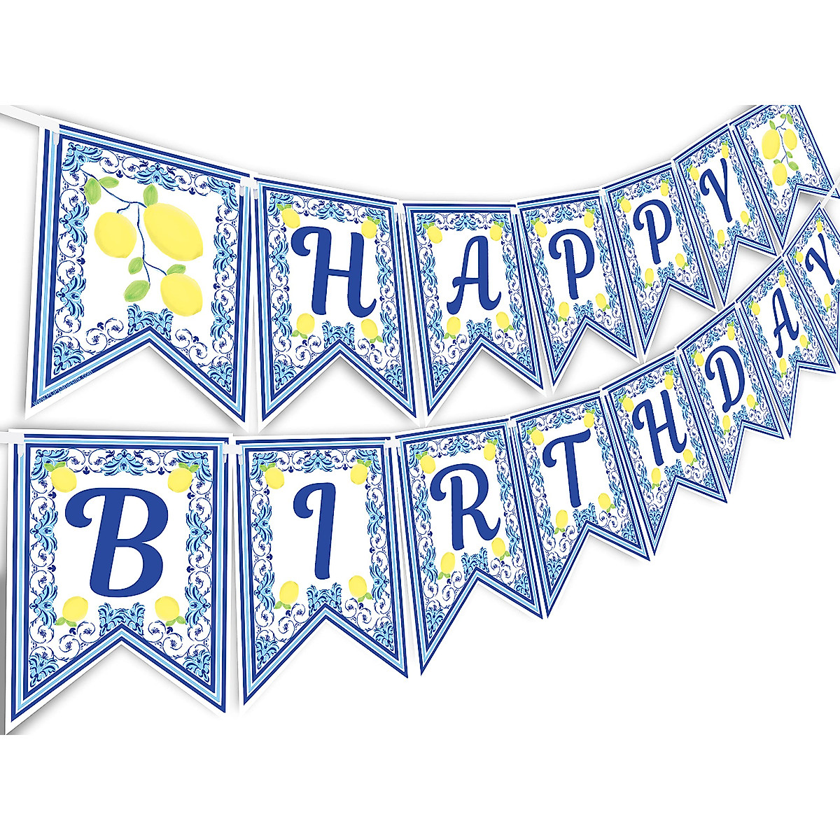 Capri Lemon Happy Birthday Banner - 40th 50th 60th Birthday Party Supplies - Lemon Birthday Party Decorations - Lemon Birthday Party Supplies- Banner (Capri Lemon Birthday Banner) (Capri Lemon