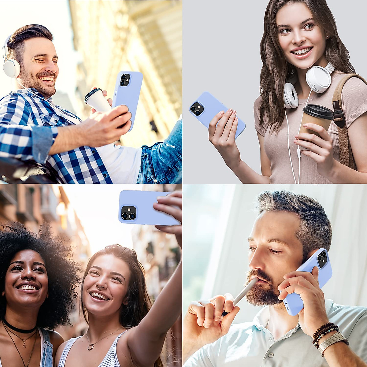 OuXul Compatible with iPhone 12 Mini Case,Liquid Silicone Gel Rubber Phone Case,iPhone 12 Mini Case 2020 Cover 5.4 Inch Full Body Slim Soft Microfiber Lining Protective Case(Lilac)