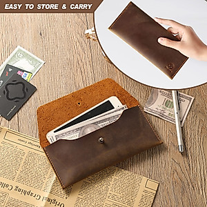 Ringsun Genuine Leather Cash Envelopes for Men, Reusable Budget Envelope Wallet, Retro Clutch Wallet for Men, Cash Wallet for Men,Minimalist Wallet for Men Women, Black
