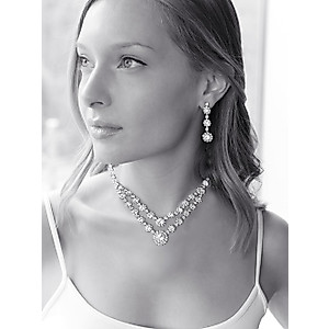 Mariell Petite Length Gold Rhinestone Crystal Necklace and Earrings Set For Brides, Choker Wedding Necklace Jewelry Set for Brides, Bridesmaids, Homecoming, Prom