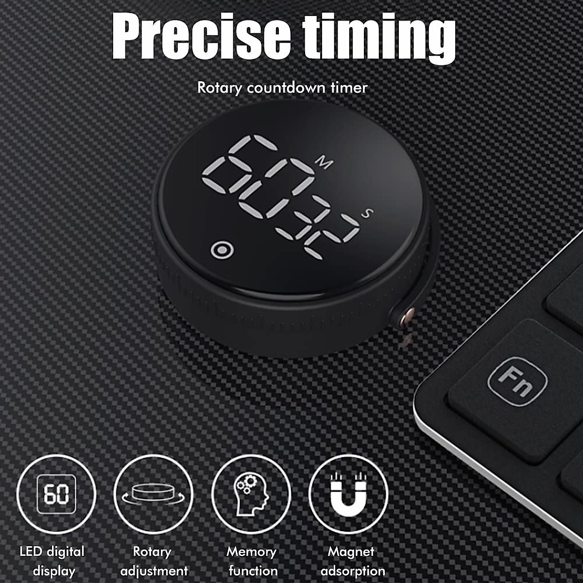 Digital Kitchen Timer - Magnetic with Large LED Display, Volume Adjustable Countdown/up Clock, Twist One Button Operation for Teacher Kids and Elderly,for Classroom Home Work Fitness