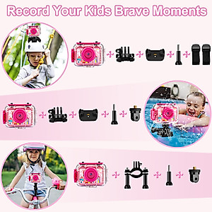 GKTZ Kids Waterproof Camera - Underwater Camera Birthday Gifts for Girls Boys Children Digital Action Camera with 32GB SD Card, Pool Toys for Kids Age 4 5 6 7 8 10