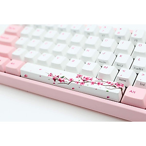 Mugen Custom White Pink Cherry Blossom 6.25u Spacebar Keycap for Cherry MX Switches - Fits Most Mechanical Gaming Keyboards - with Keycap Puller