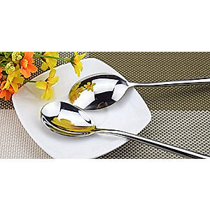 Korean Spoon,Stainless Steel Long Handle Soup Spoons,Long Tablespoon,Coffee Spoon,Silver,Pack of 5 (8.7x1.6 inches)