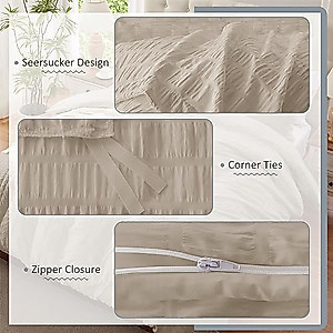 Cozyide Linen Twin Duvet Cover, 2 Pieces Bedding Duvet Covers, Soft Breathable Seersucker Duvet Cover Set with Zipper Closure and Corner Ties (1 Duvet Cover 68"x90" + 1 Pillow Sham 20"x26")