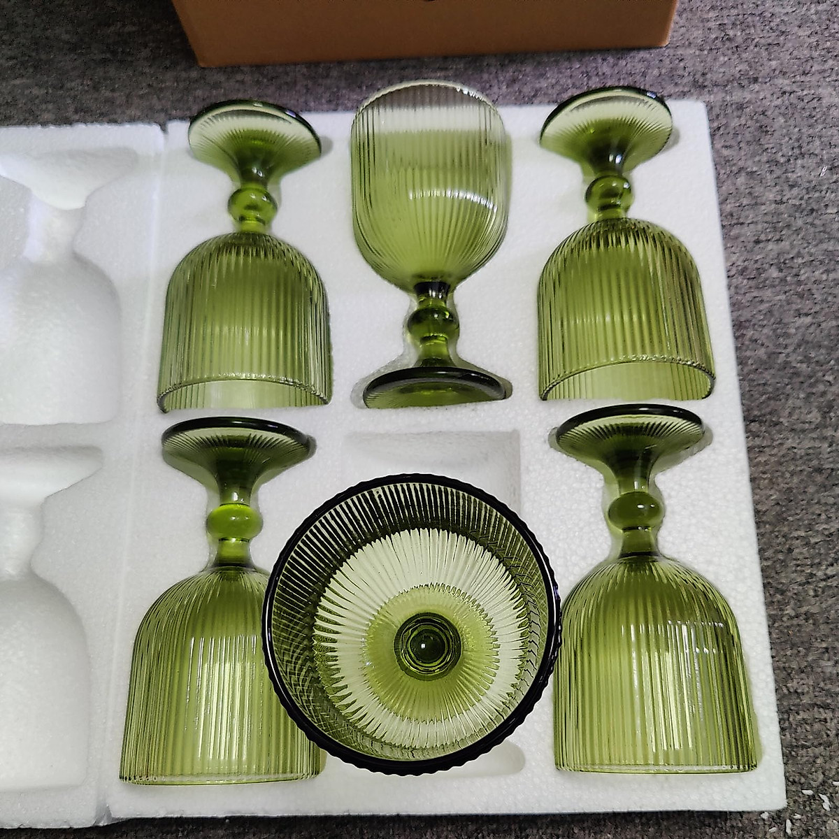 Taganov Green Wine Goblets Set - Elegant 6-Piece Glassware