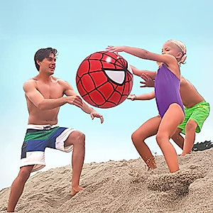 Tslyevxin Spider Hero 16 inch Large Inflatable Red Beach Ball,Superhero Toys Game Ball -Fun Indoor and Outdoor Gift - Suitable for Beach, Swimming Pool, Room and Superhero Party Decoration