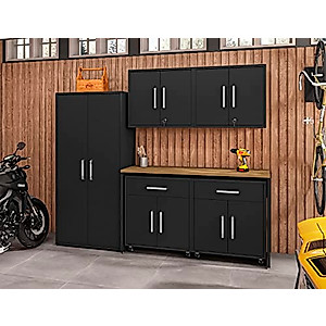 Manhattan Comfort Eiffel 6-Piece Garage Storage Set in Matte Black