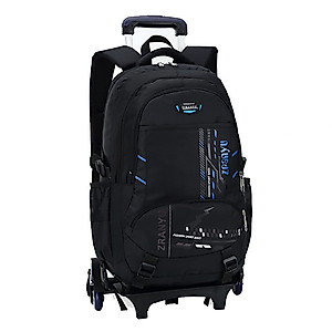 Teens Boys Middle High School Trolley Rolling Backpacks Capacity Wheeled Bookbag School Bags with Six Wheels