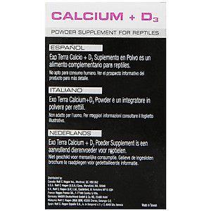 Exo Terra Calcium + D3 Powder: Ultra-fine, Phosphorus Free Formula Boosts Bone Health & Calcium Absorption Ideal for Insects, Fruits & Veggies 1.4 oz.