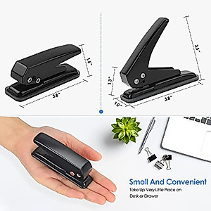 MROCO Hole Punch 1/4" Hole Puncher Single Hole Punch One Hole Punch 1 Hole Punch with Non-Skid Base for Paper, Card, Plastic, Leather, Tag, Chipboard and Art Project, 20 Sheets Punch Capacity, Black